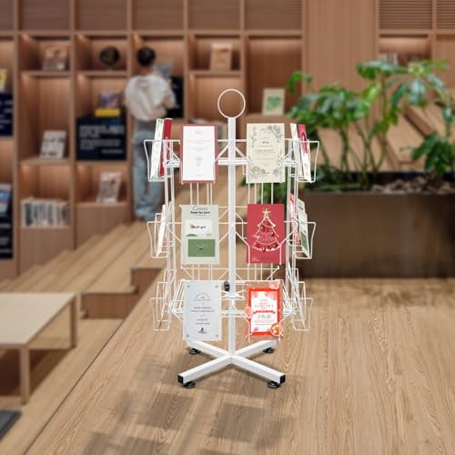 24 Pockets Rotating Greeting Card Rack Display Stand Spinning 3 Tiered ...