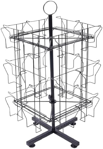 24 Pockets Rotating Greeting Card Rack Display Stand Spinning 3 Tiered ...