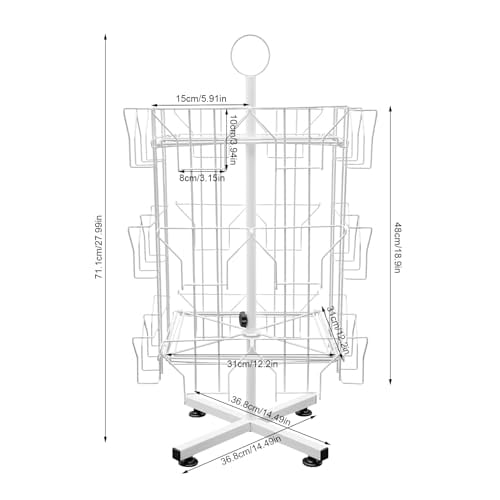 24 Pockets Rotating Greeting Card Rack Display Stand Spinning 3 Tiered ...