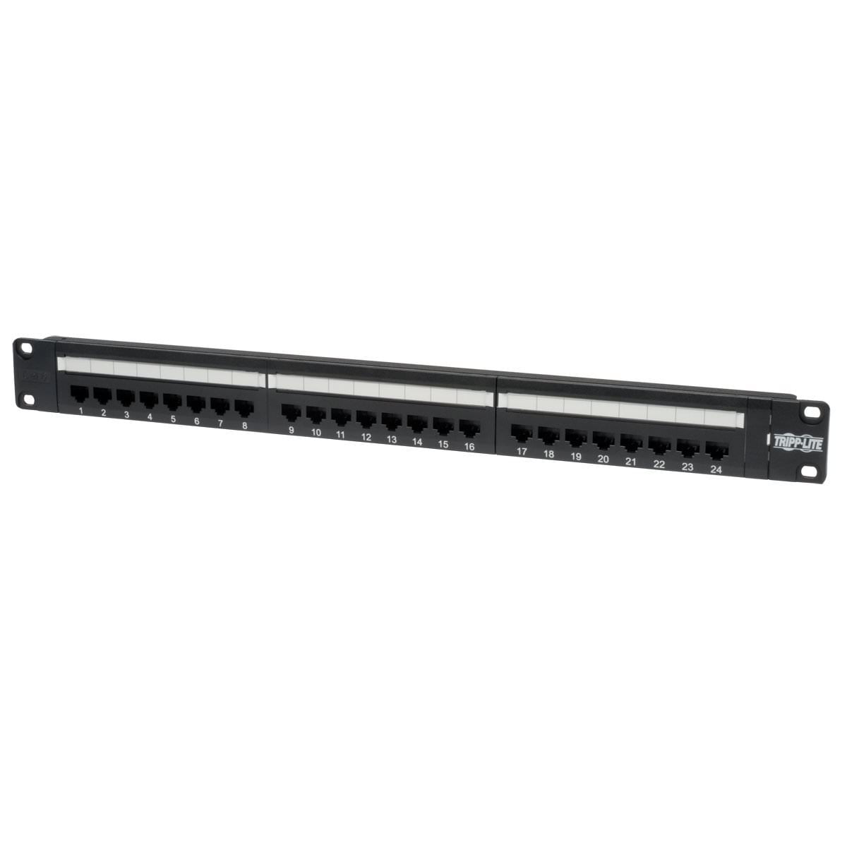 24-Port 1U Rack-Mount Cat6a/Cat6/Cat5e 110 Offset Patch Panel with ...