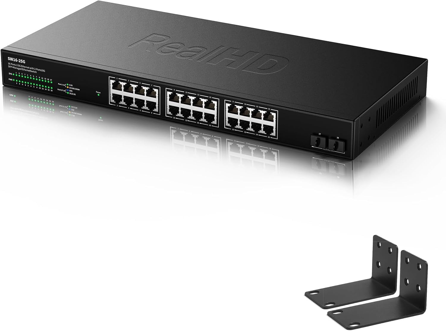 24 Port 2.5Gb Unmanaged Ethernet Network Switch 24x2.5 Gigabit Base-T ...