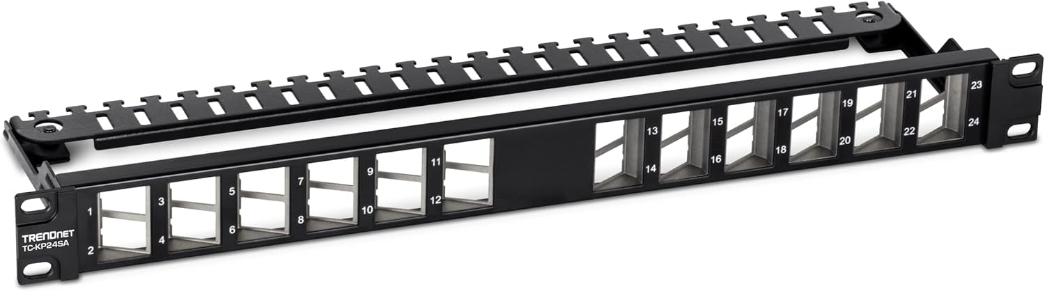 24-Port Blank Angled Keystone Shielded 1U Patch Panel, TC-KP24SA, STP ...