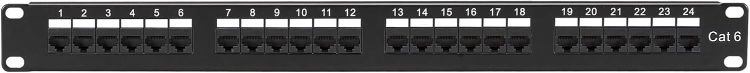 - 24 Port Cat6 Network Patch Panel, Cat 6 Rackmount Wall Mount Category ...