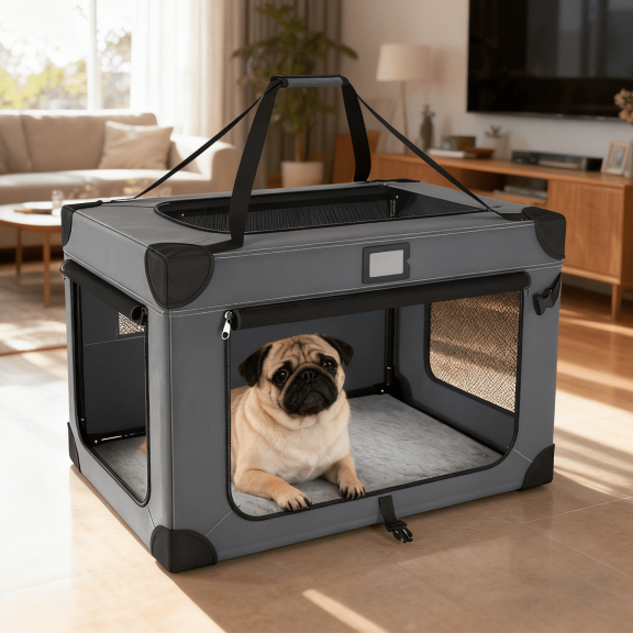 Gianna 30-Inch Collapsible Dog Crate, Soft Foldable Pet Kennel with 3 ...