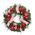 24" Pre-Lit Christmas Wreath for Front Door - Lighted Wreath with 20 ...