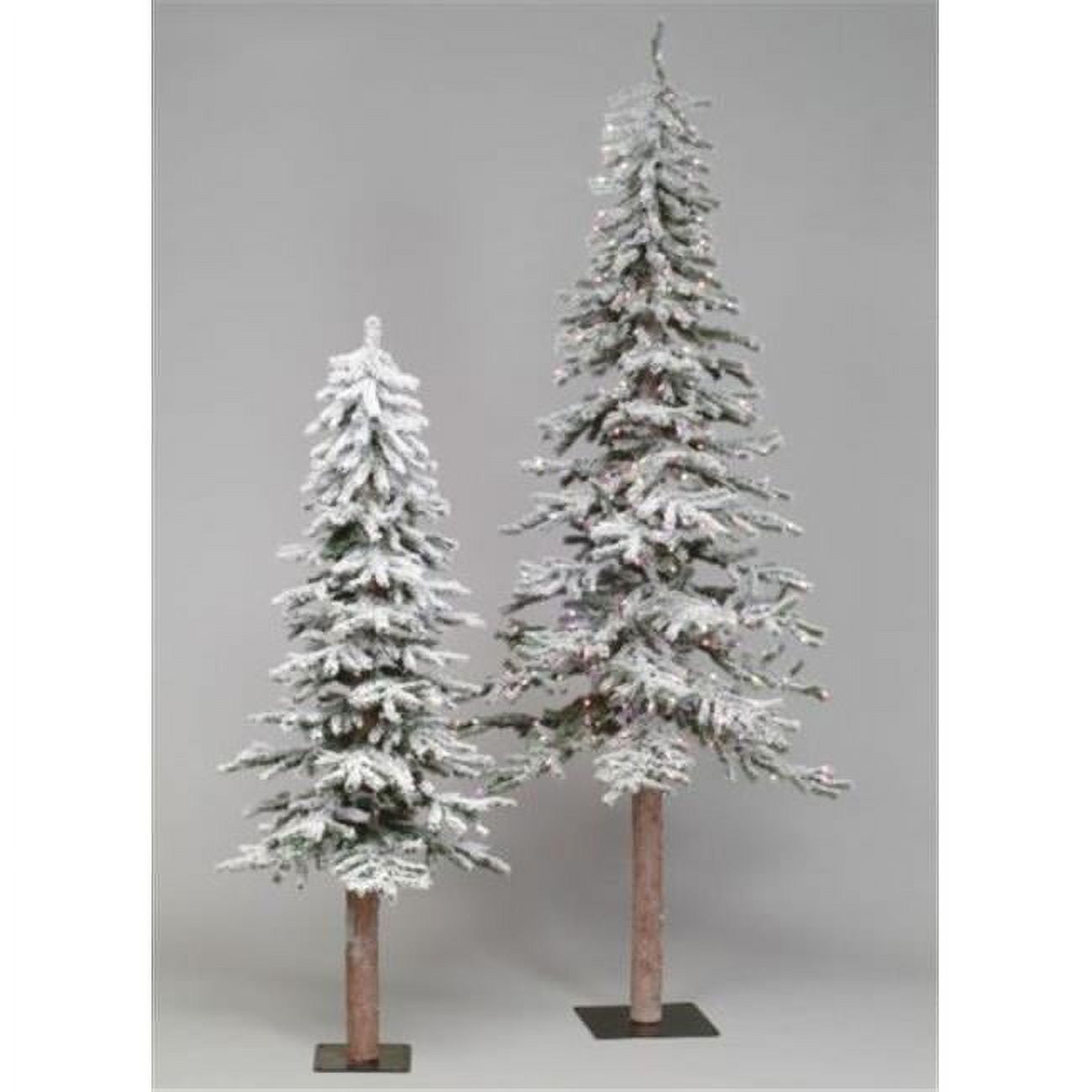 24'' Pre-Lit Flocked Alpine Artificial Christmas Tree with 50 Clear ...