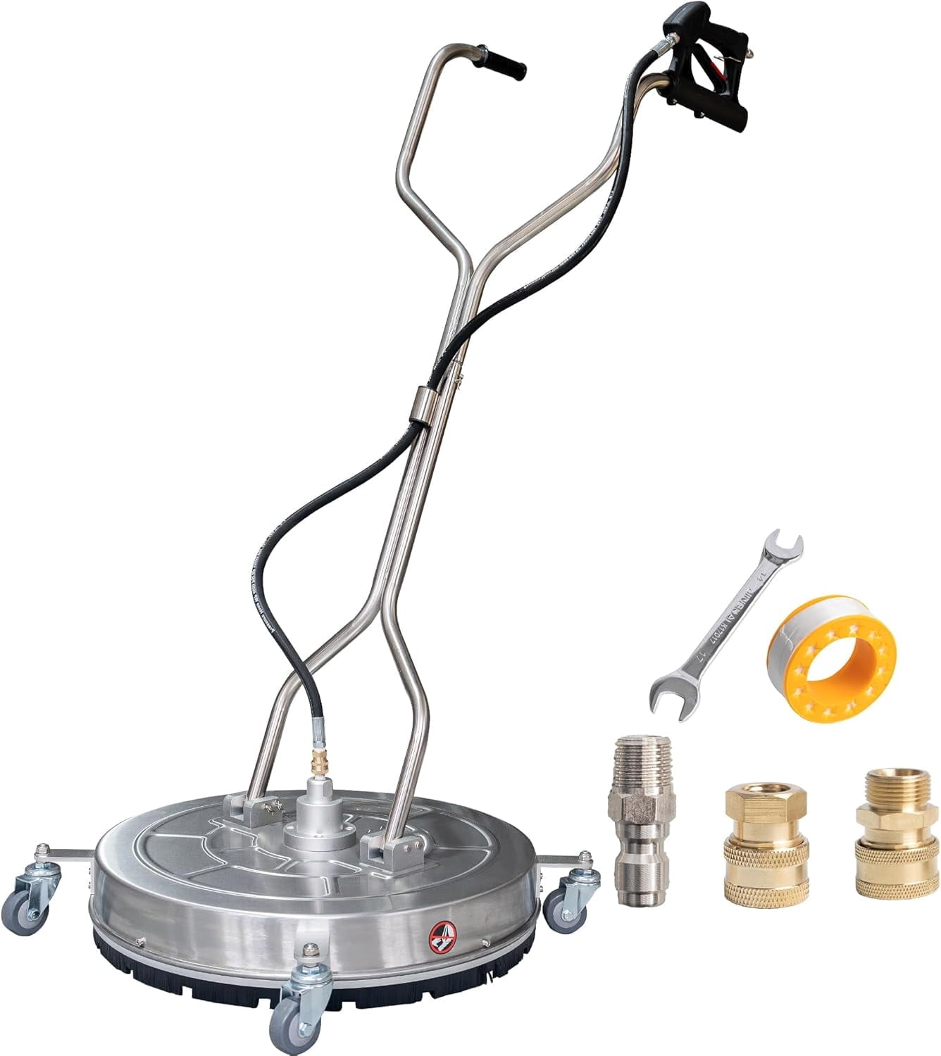 24" Pressure Washer Surface Cleaner with Dual Handles, Stainless Steel ...