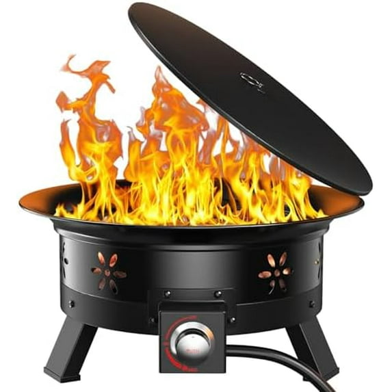24″ Propane Fire Pit with Grill Grate, 58,000 BTU, Folding Legs ...