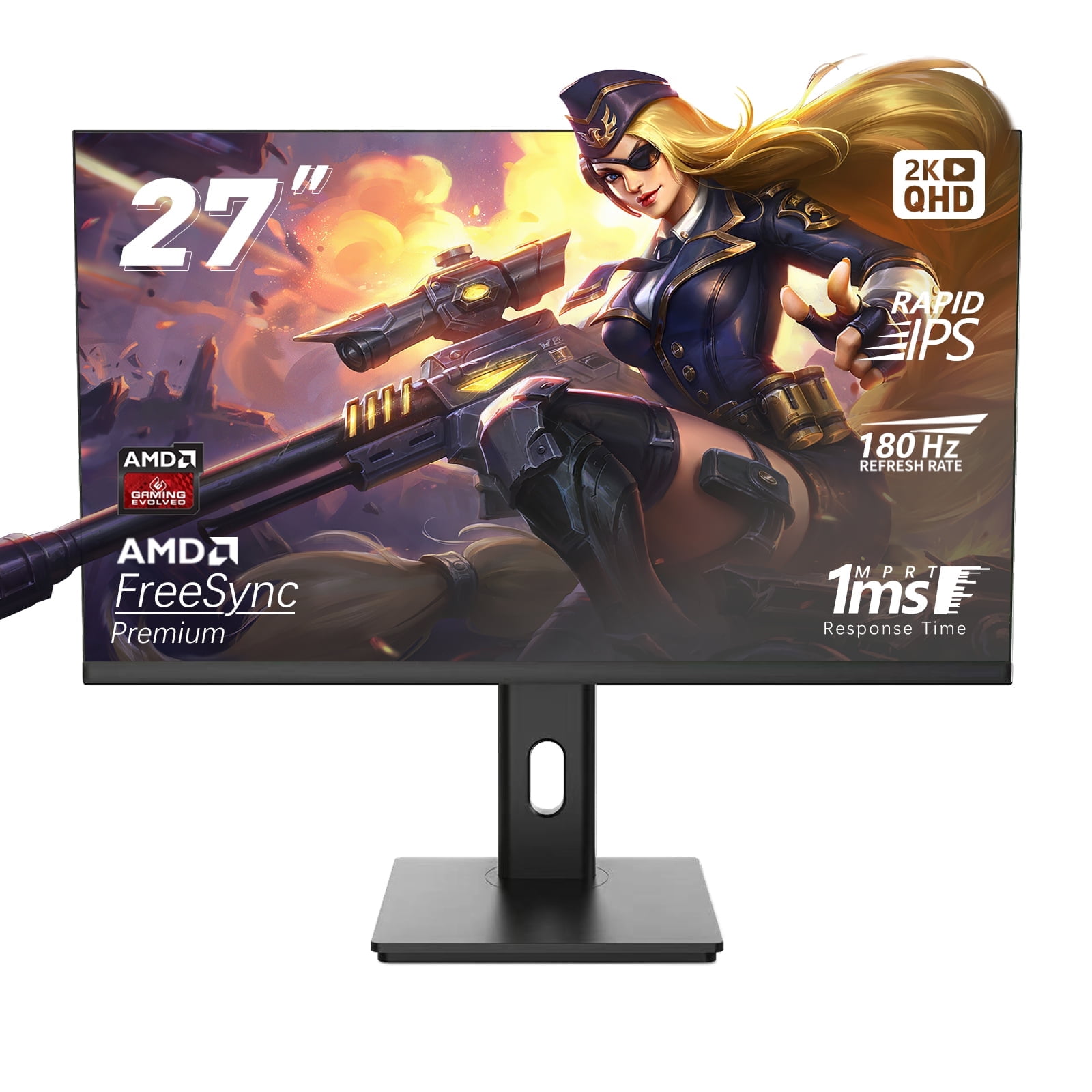 27" QHD 2560x1440 Gaming Monitor, 180Hz, 1ms, 320 Nits, HDMI/DP, VESA ...