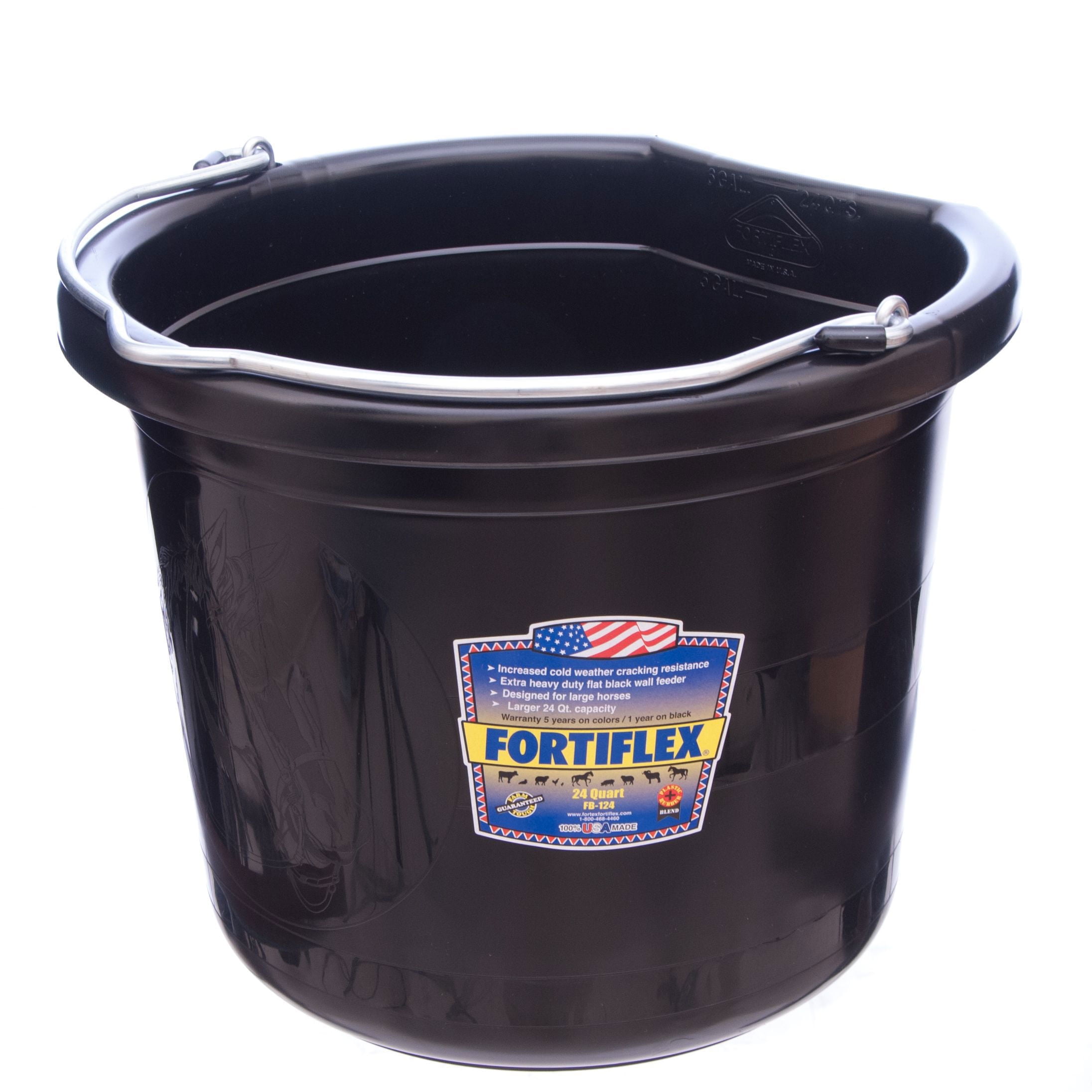 24 Qt Flat Side Bucket Black Fortiflex Feeders and Waterers FB124BX ...