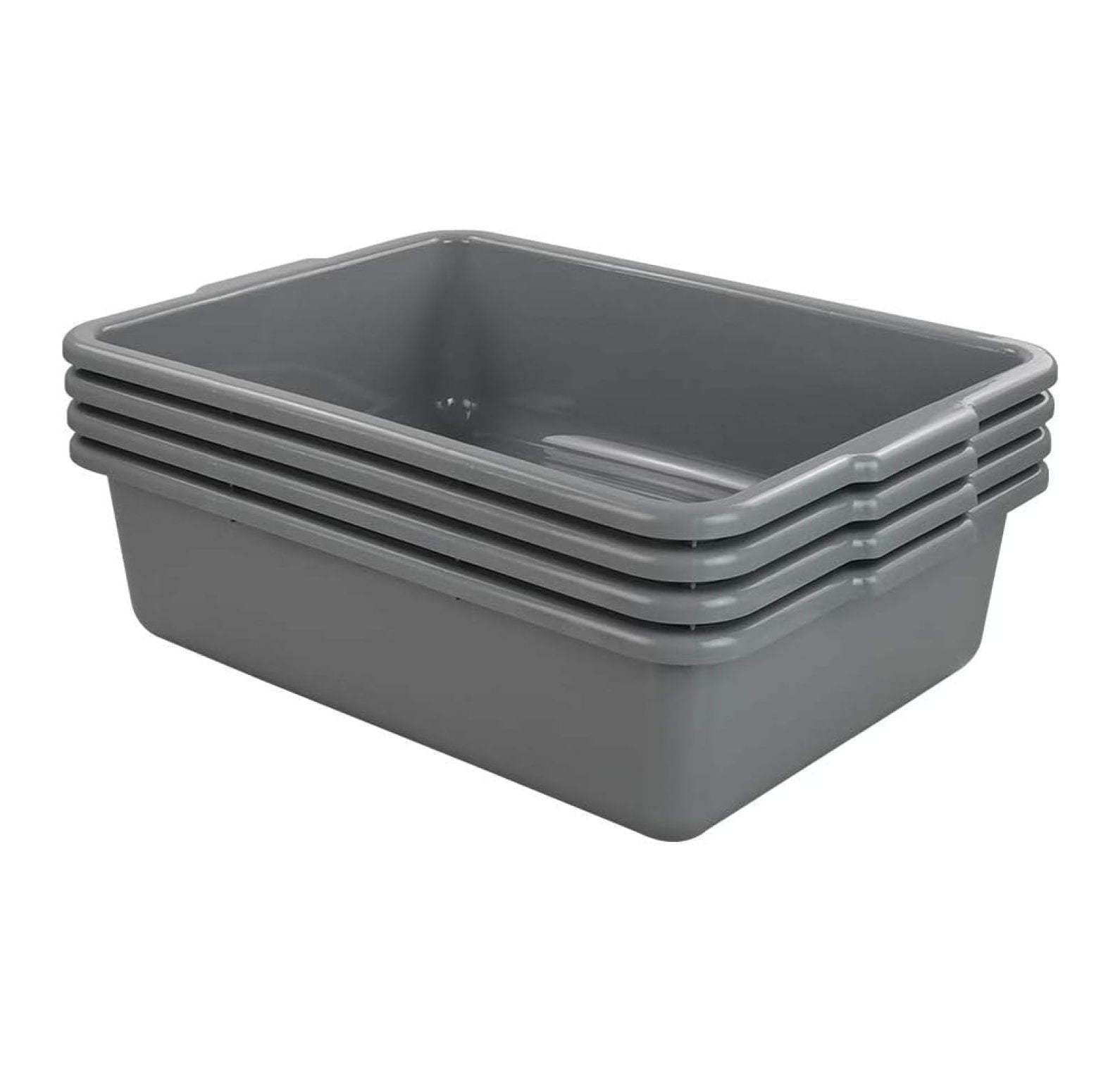 24 Quart Gray Bus Tub Box, Plastic Utility Bus Box, Set of 4, 21.06" x ...