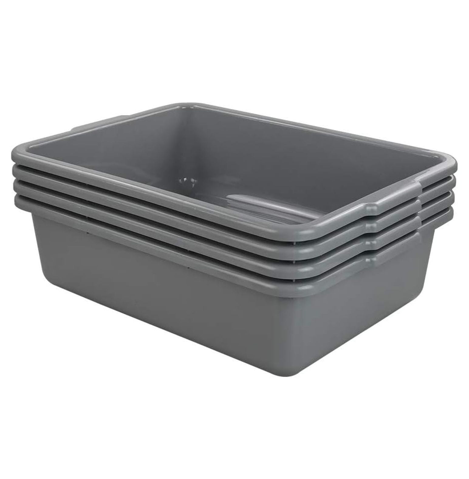 24 Quart Gray Bus Tub Box, Plastic Utility Bus Box, Set of 4, 21.06" x ...