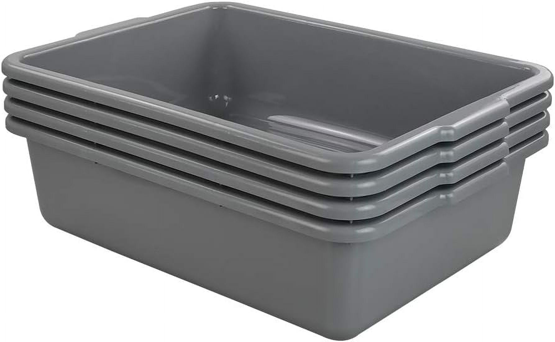 24 Quart Gray Commercial Bus Tub Box, Plastic Utility Bus Box, Set of 4 ...