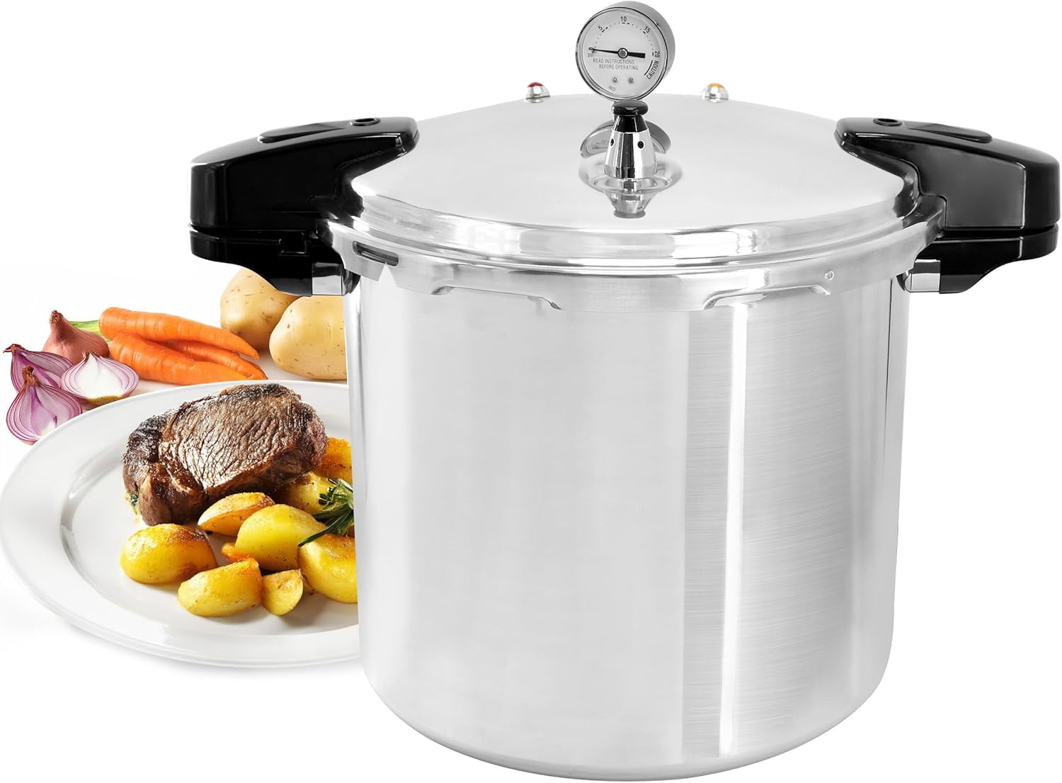 24 Quart Large Capacity Aluminum Stovetop Pressure Cooker/Canner for ...