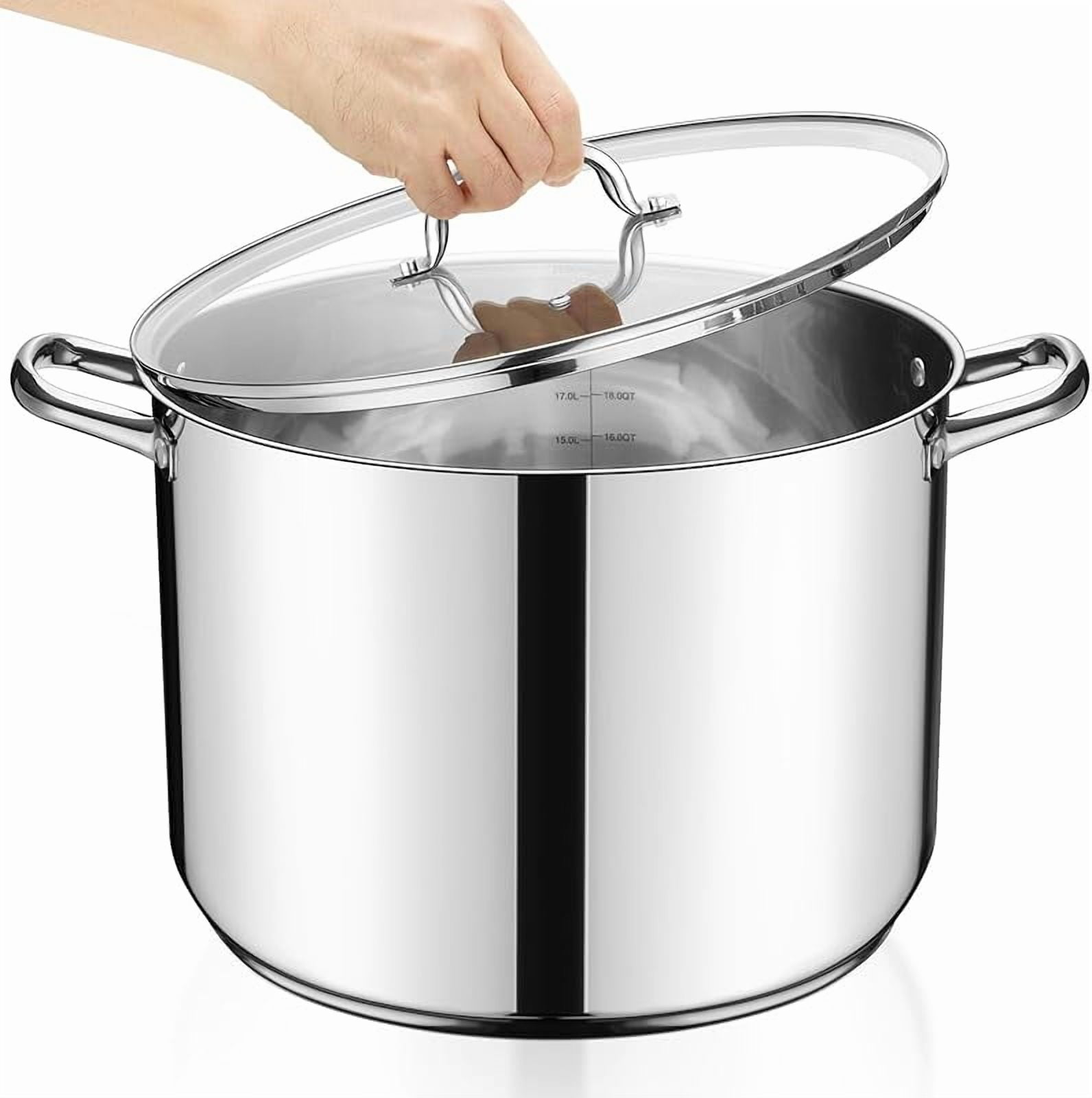 24-Quart Large Stock Pot, Stainless Steel Stockpot with Lid for Boiling ...