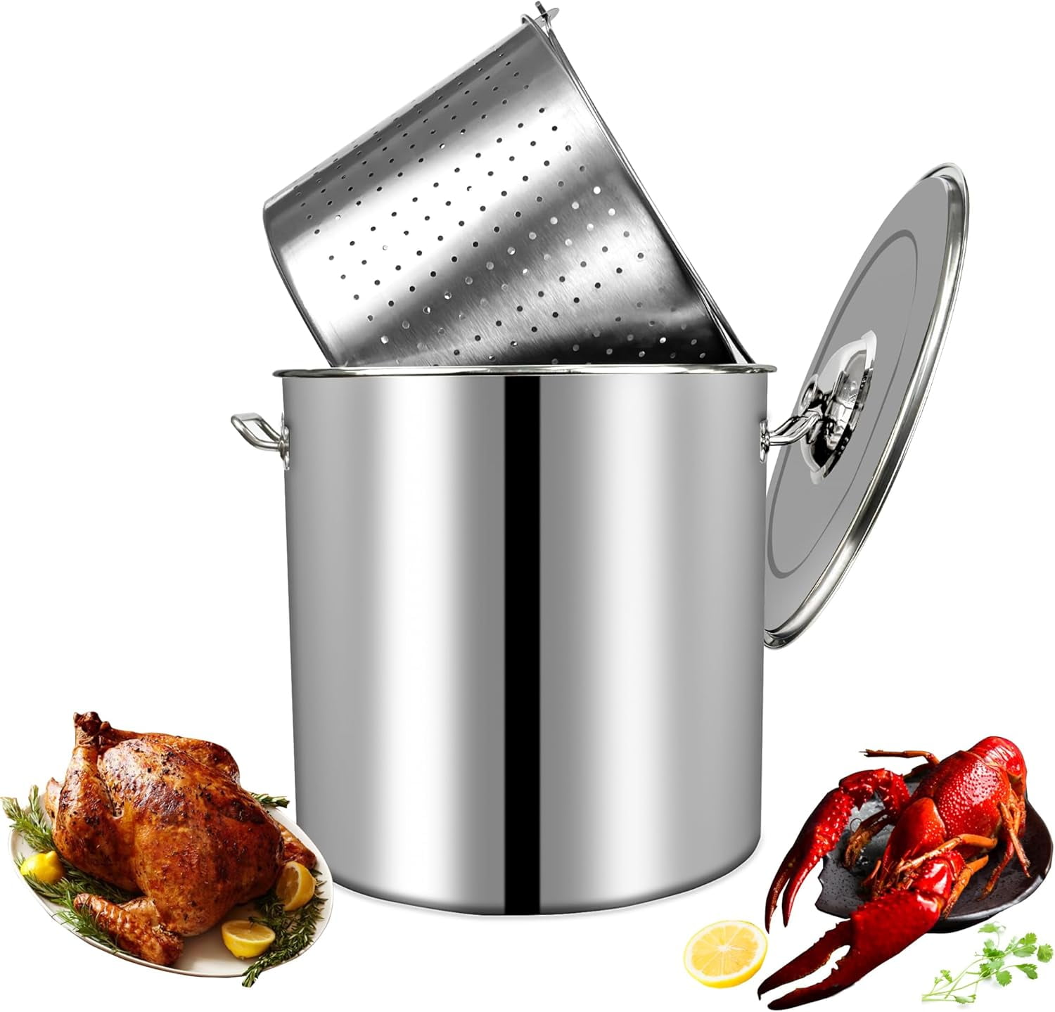 24-Quart Stainless Steel Seafood Stockpot with Basket, Crawfish, Crab ...
