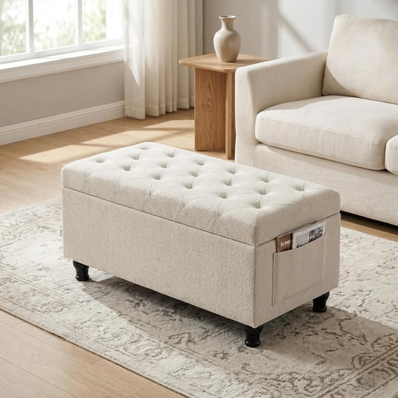 24" Rectangular Ottoman with Storage for Living Room & Bedroom ...