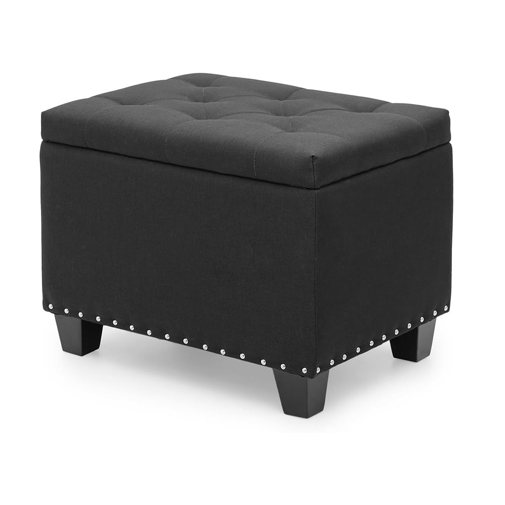 24'' Rectangular Storage Ottoman wiith Tufted Footrest, Lift Top Pouffe ...