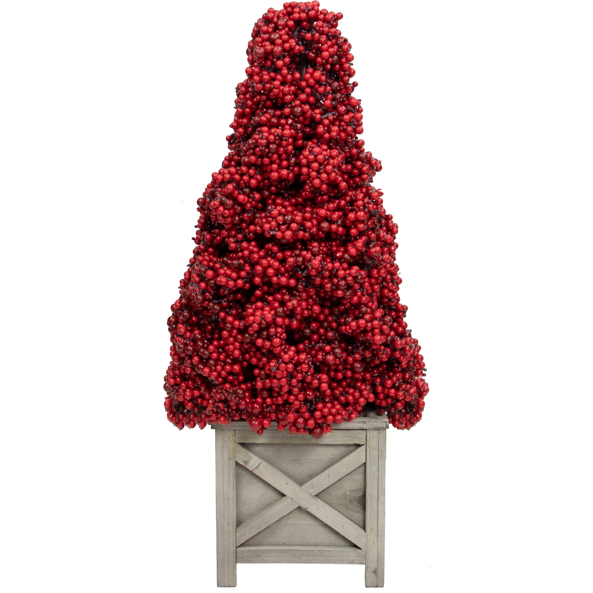 24" Red Berry Cone Potted Christmas Topiary - Walmart.com