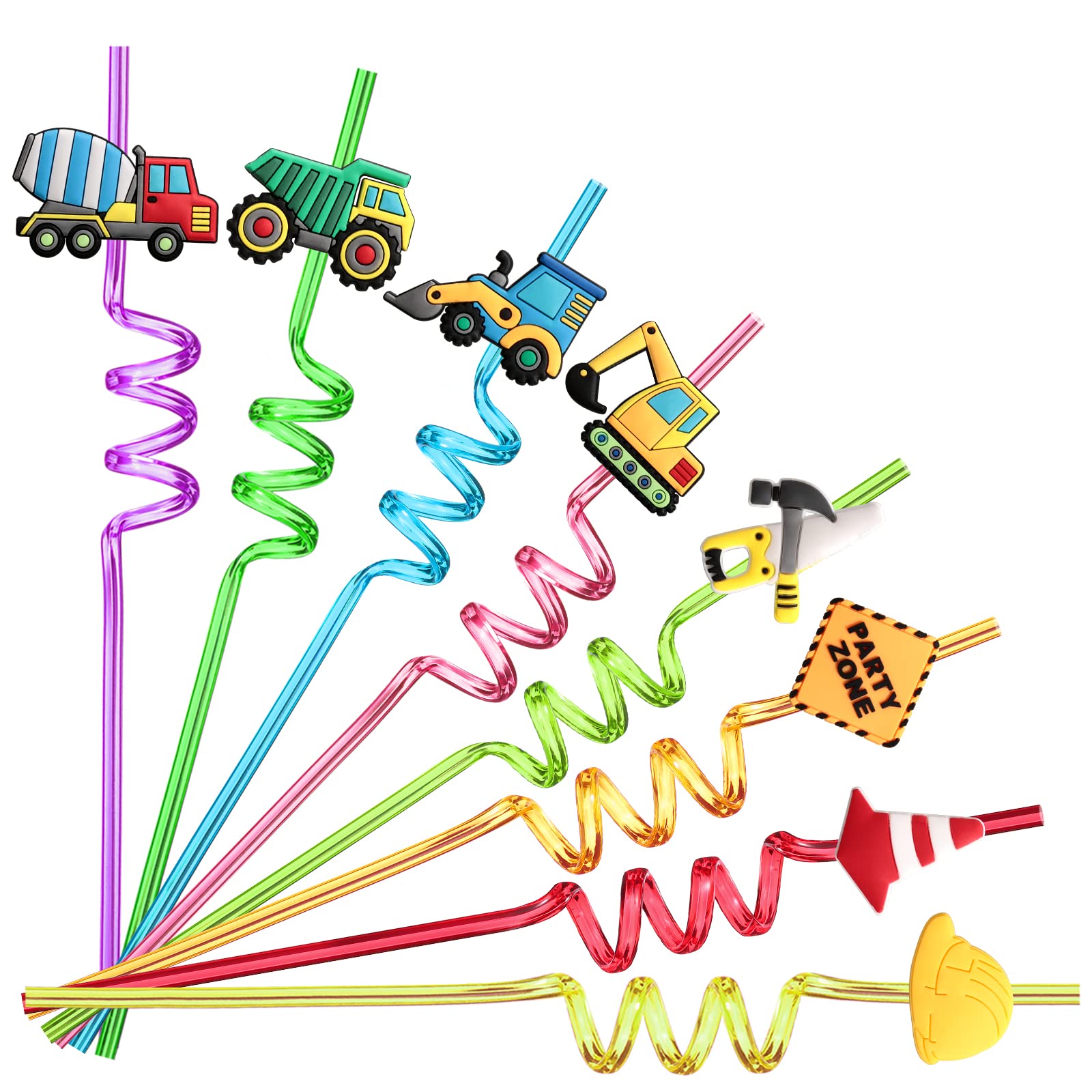 24 Reusable Construction Plastic Straws Excavator - Walmart.com