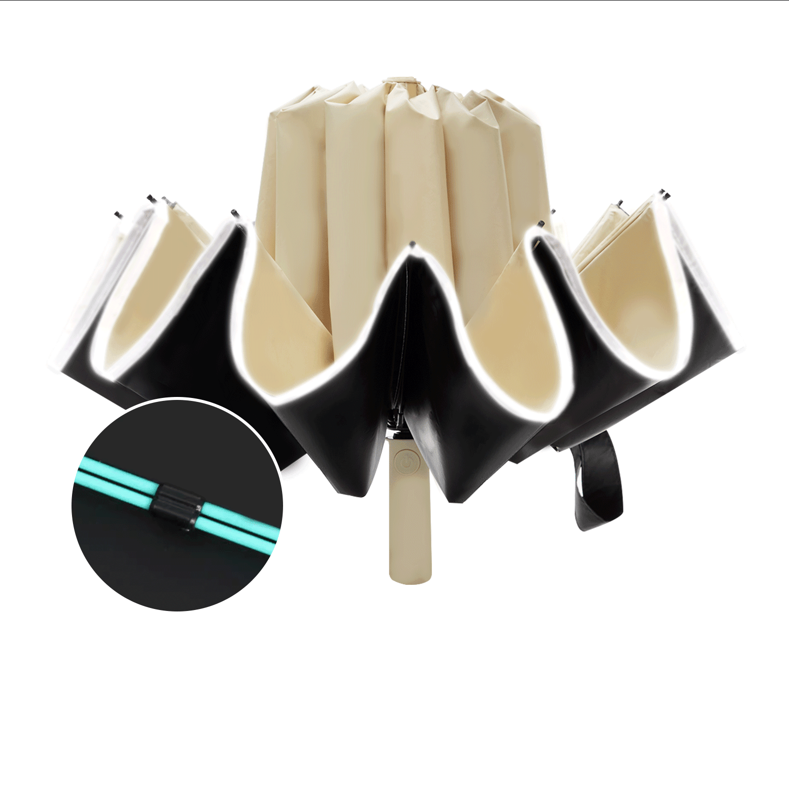 Large Double-Ribs Umbrella with Reflective Strips, Automatic Reverse ...