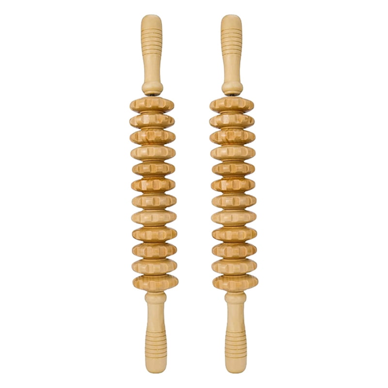 24 Rollers Wooden Massager Curved Exercise Roller Sticks Full Body Wood ...