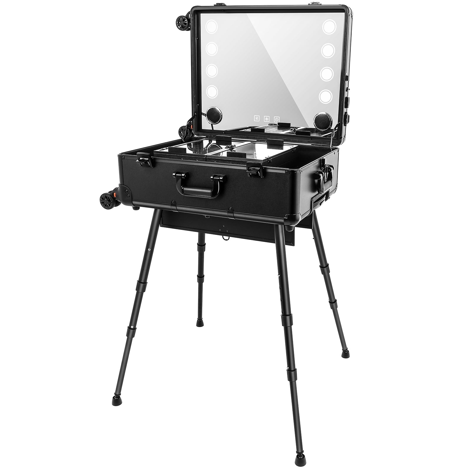 24'' Rolling Makeup Train Case Aluminum Trolley Cosmetic Organizer ...