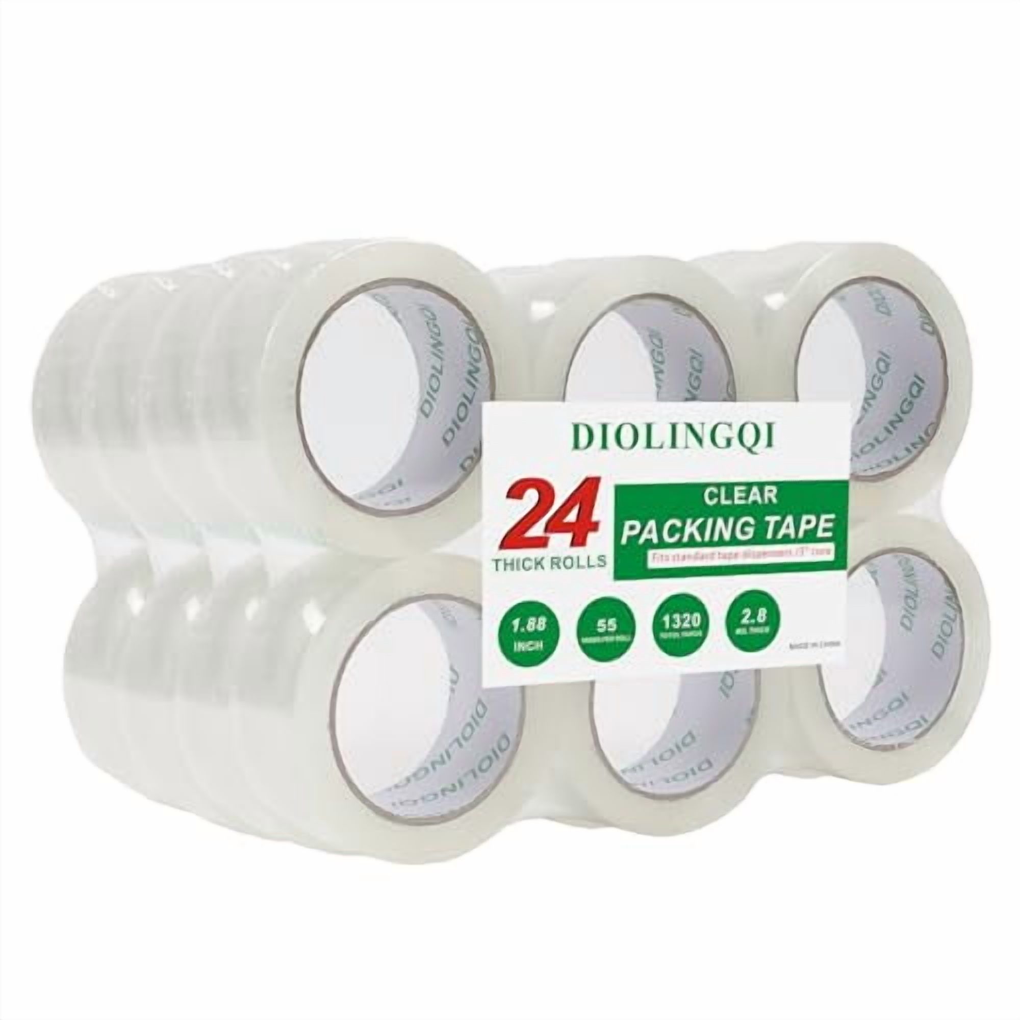 24 Rolls 55 Yards Roll, Total 1320 Yards Clear Heavy Duty Packing Tape ...