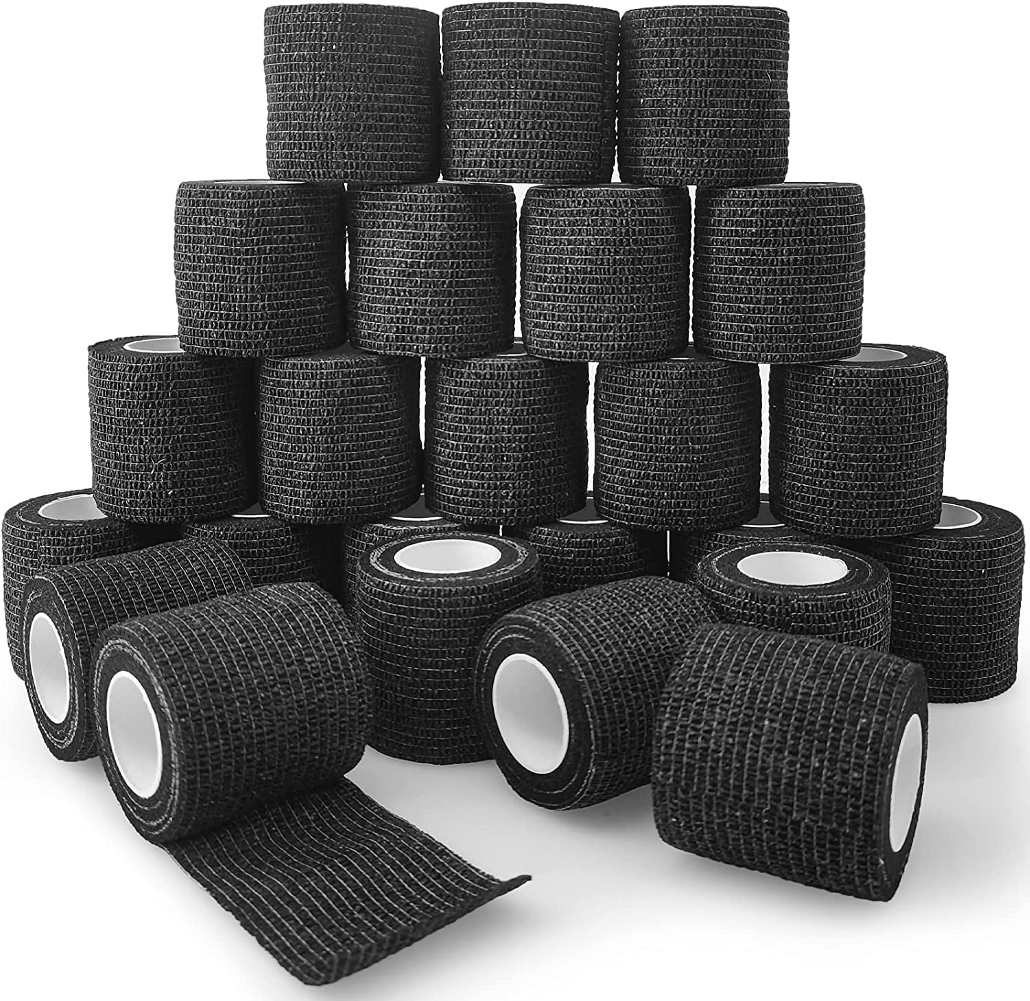 24 Rolls Black Elastic Self Adhesive Bandage Wrap, Breathable Flexible ...