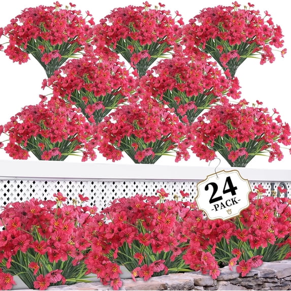 24 Rose Red Bundles Artificial Flowers for Outdoors/Indoors Fake ...