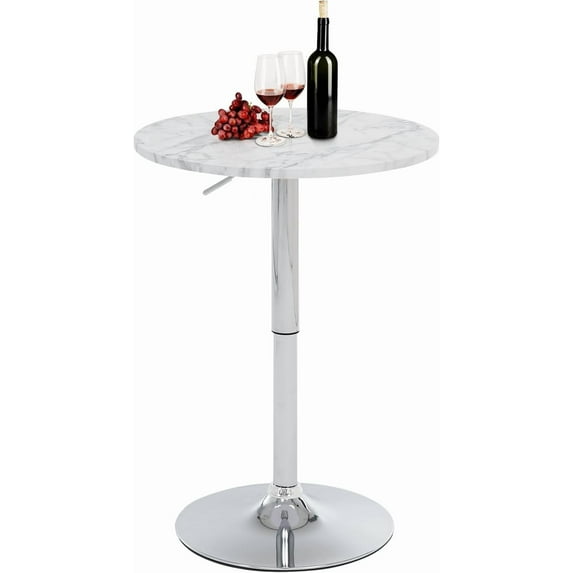 24" Round Bar Table, Bistro Pub Table, Adjustable Height Pub Table, 360 ...