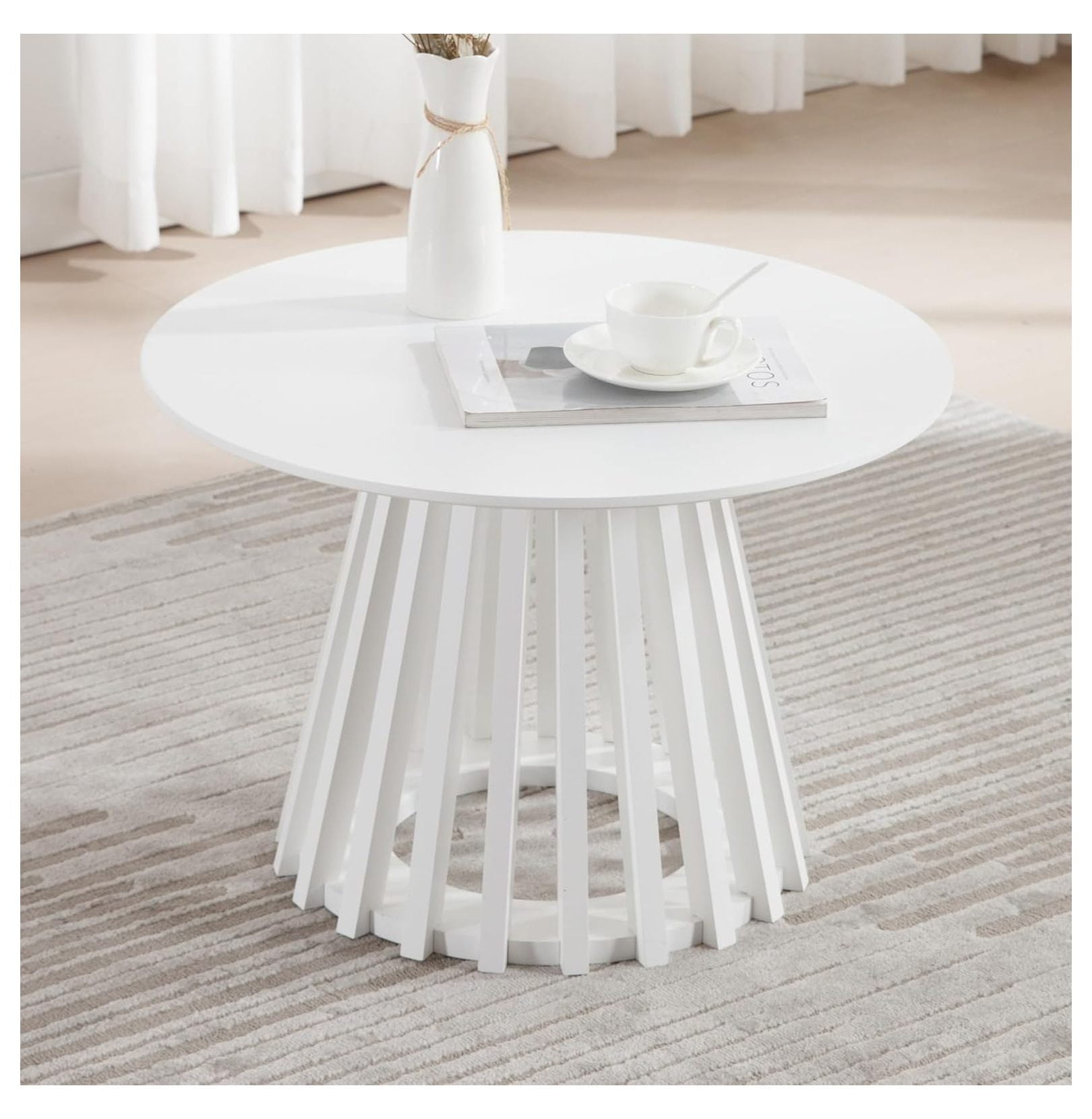 24" Round Coffee Table, Century Modern Wooden Center Table with ...