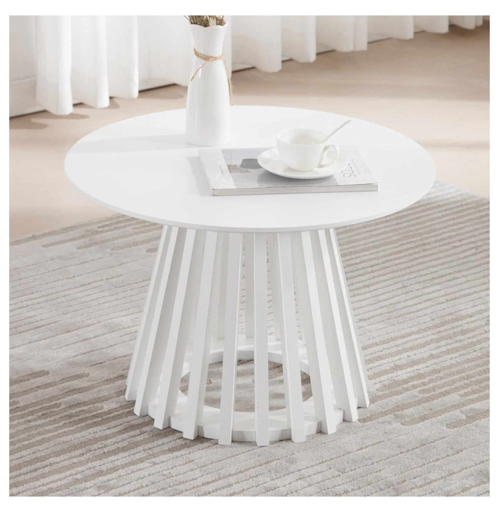 24" Round Coffee Table, Century Modern Wooden Center Table with ...