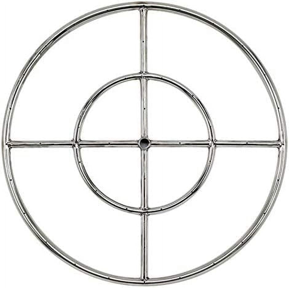 24” Round Stainless-Steel Fire Pit Burner Ring - Durable & Weatherproof ...