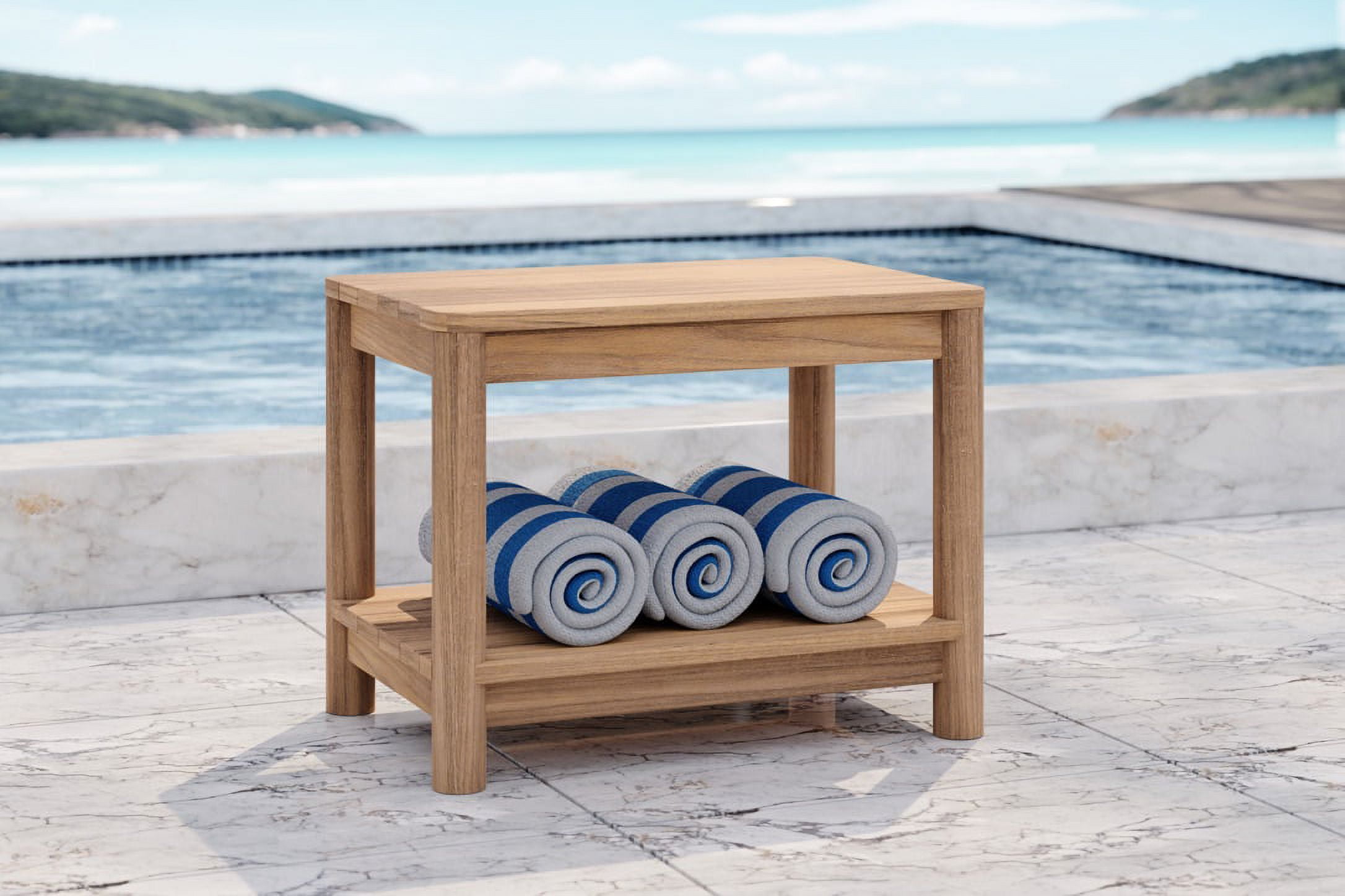 24" Rounded Legs, Teak Bench with Shelf - Walmart.com