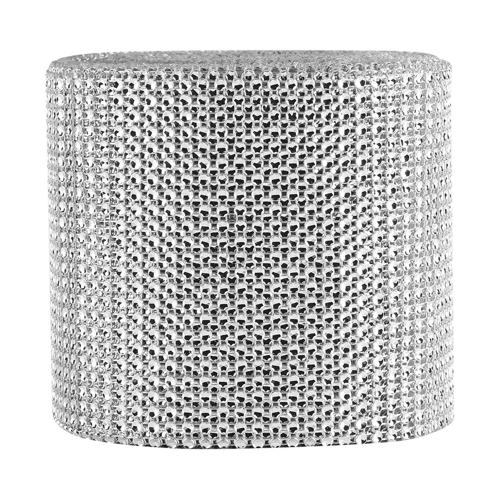 24 Rows Silver Color Plastic Rhinestone Mesh Ribbon Wrap Roll Wedding ...