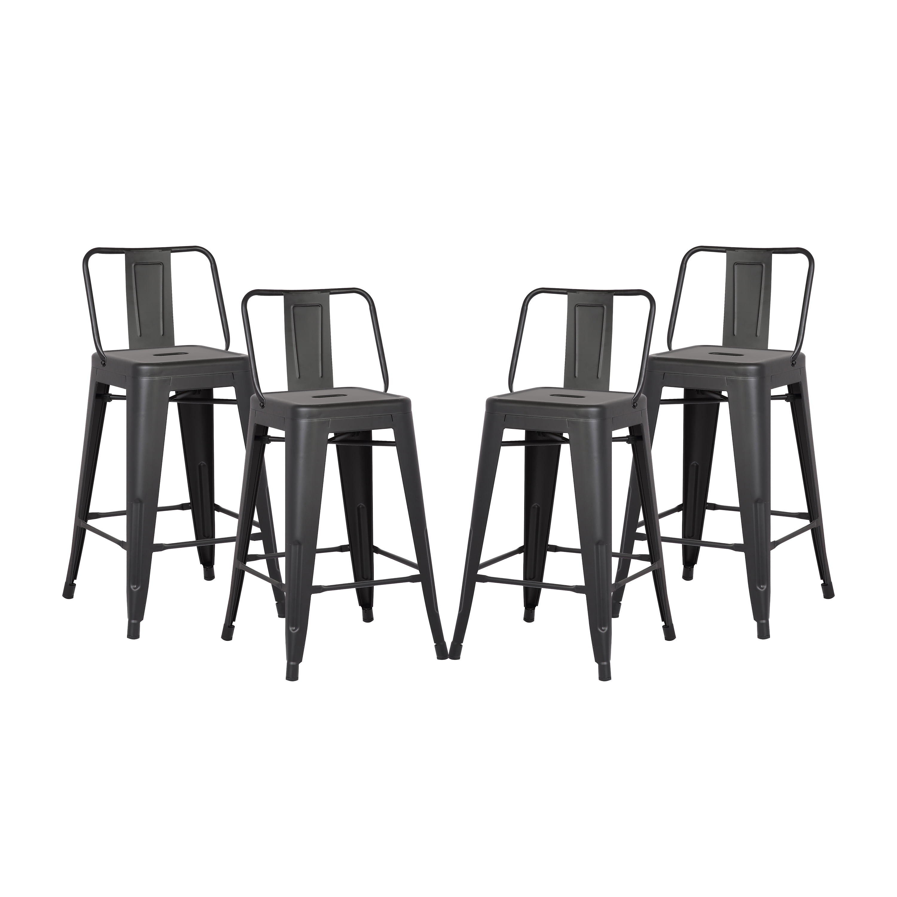 24" Sanded Matte Black Industrial Contemporary Rustic Metal Barstools ...