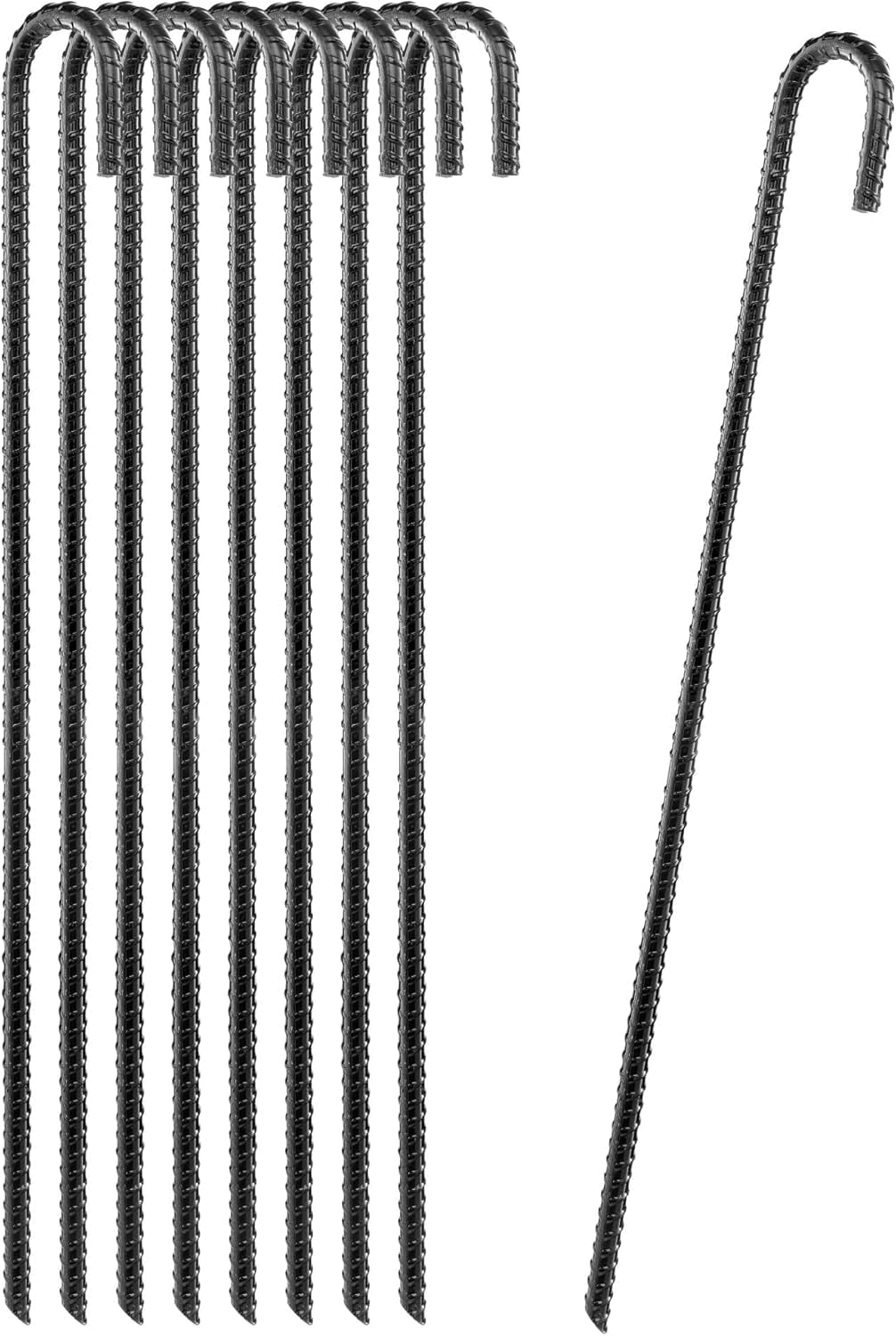 24 inches Set of 8 Ground Rebar Stakes Heavy Duty J Hook Ground Anchors ...