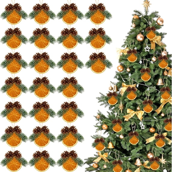 24 Set Christmas Tree Decorations DIY Dried Orange Slices Pine Cones ...