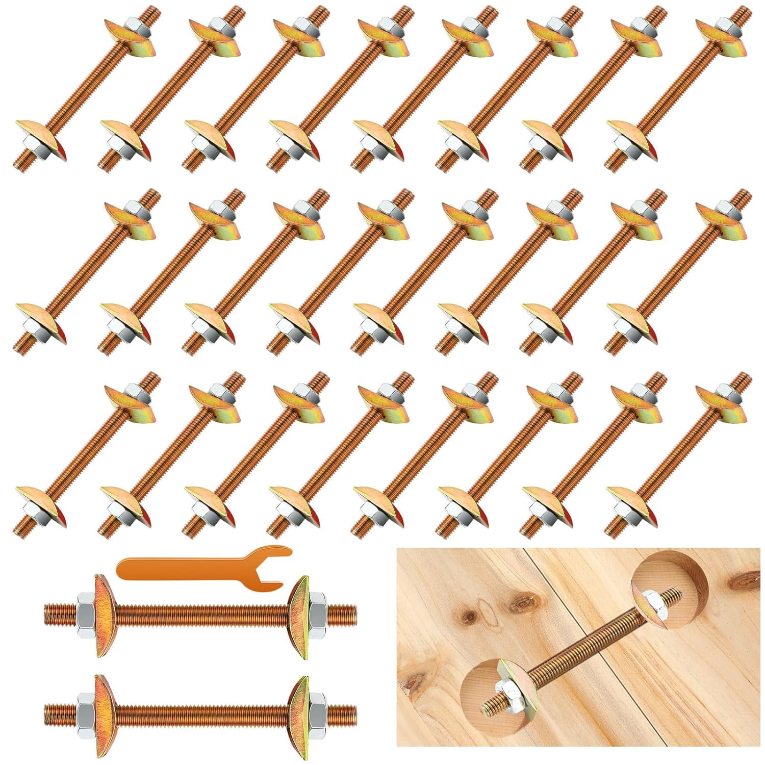 24 Set Countertop Connector 5/16" x 3-1/2" Furniture Fastening Butcher ...