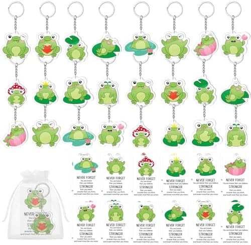 24 Set Inspirational Frog Keychains Christmas Positive Funny Frog ...