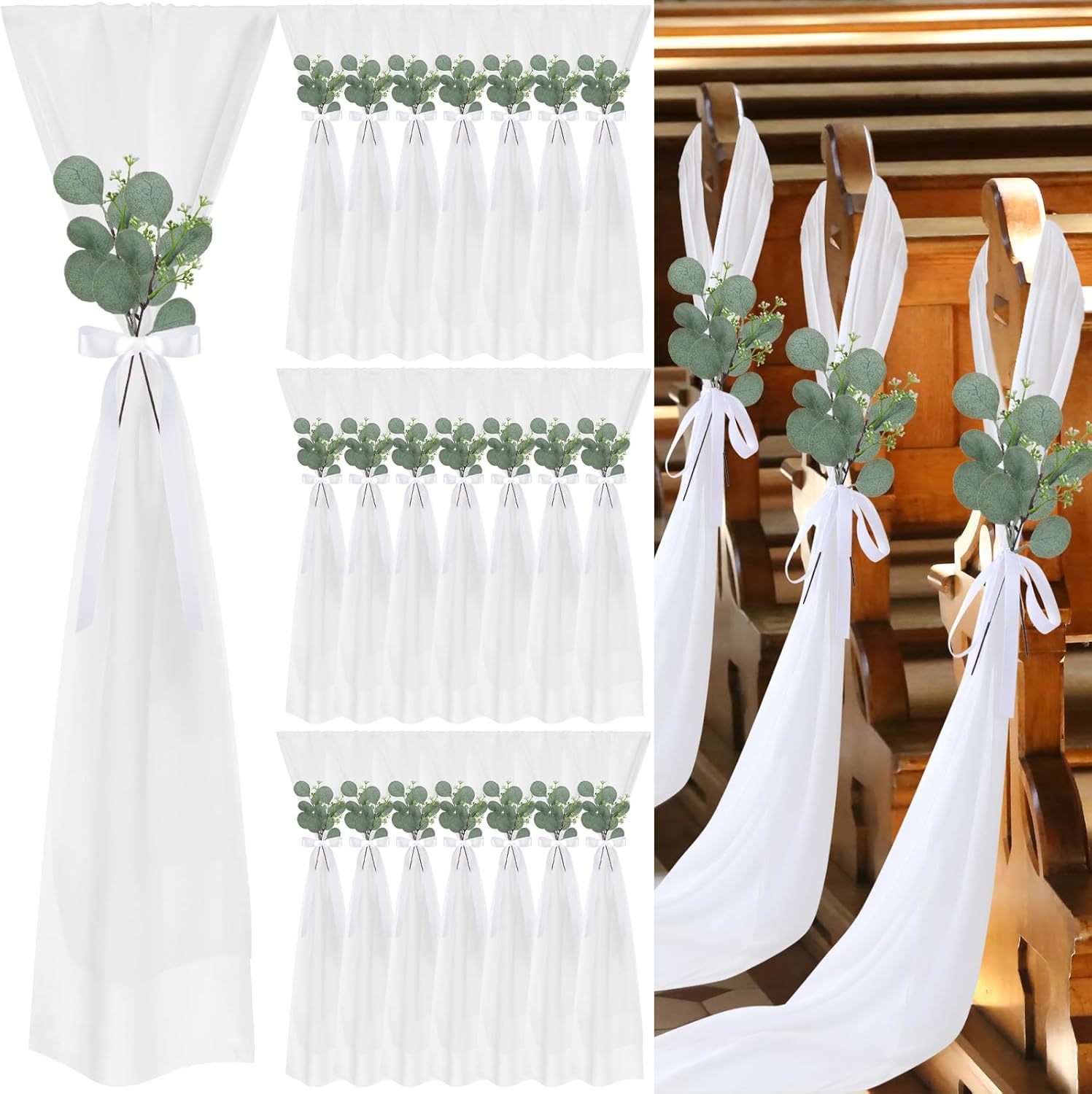 24 Set Wedding Aisle Chair Decorations for Wedding Ceremony Pew Decor ...