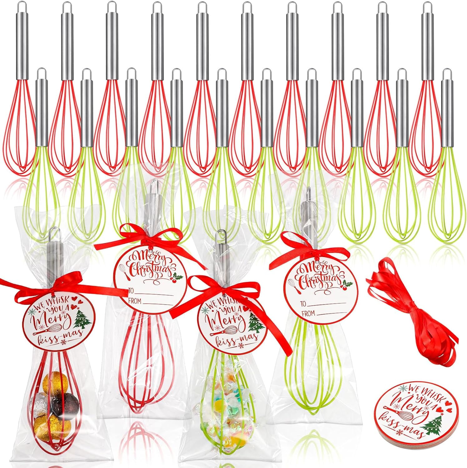 24 Sets 10 Inch Christmas Whisks Gifts DIY Fillable Christmas Tree ...