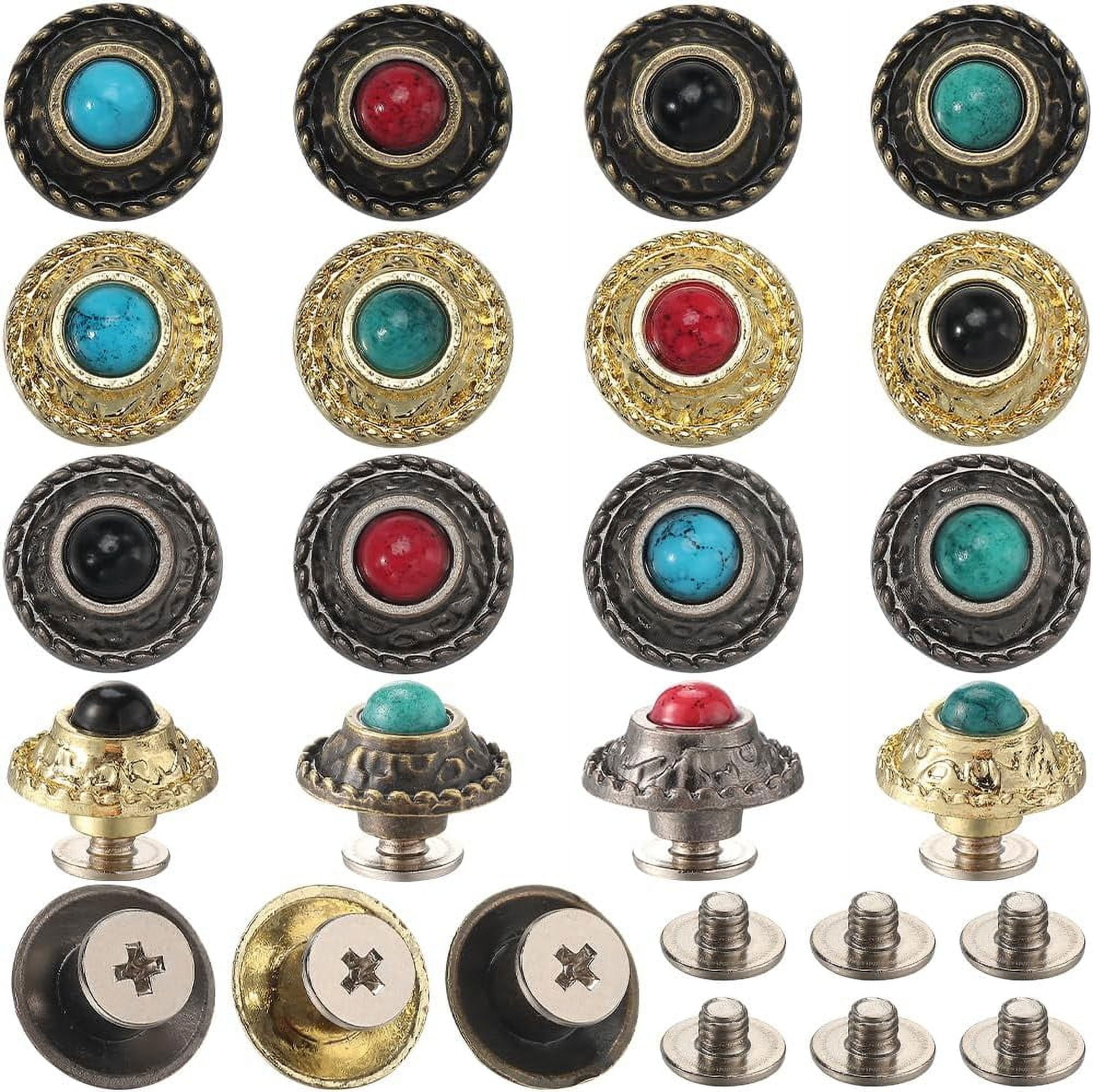 24 Sets 12 Styles Flower Screw Back Buttons 12mm Turquoise Decorative ...