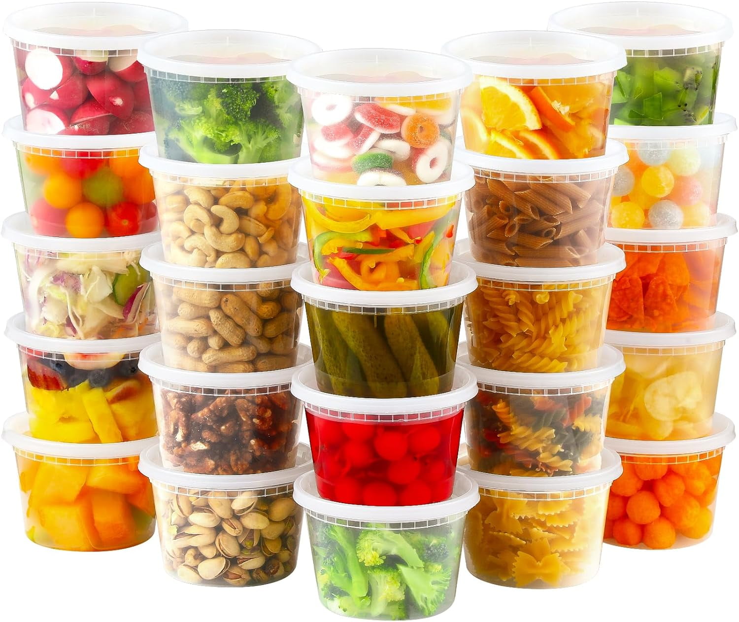 24 Sets 16 oz Plastic Deli Food Containers With Lids, Airtight Food ...