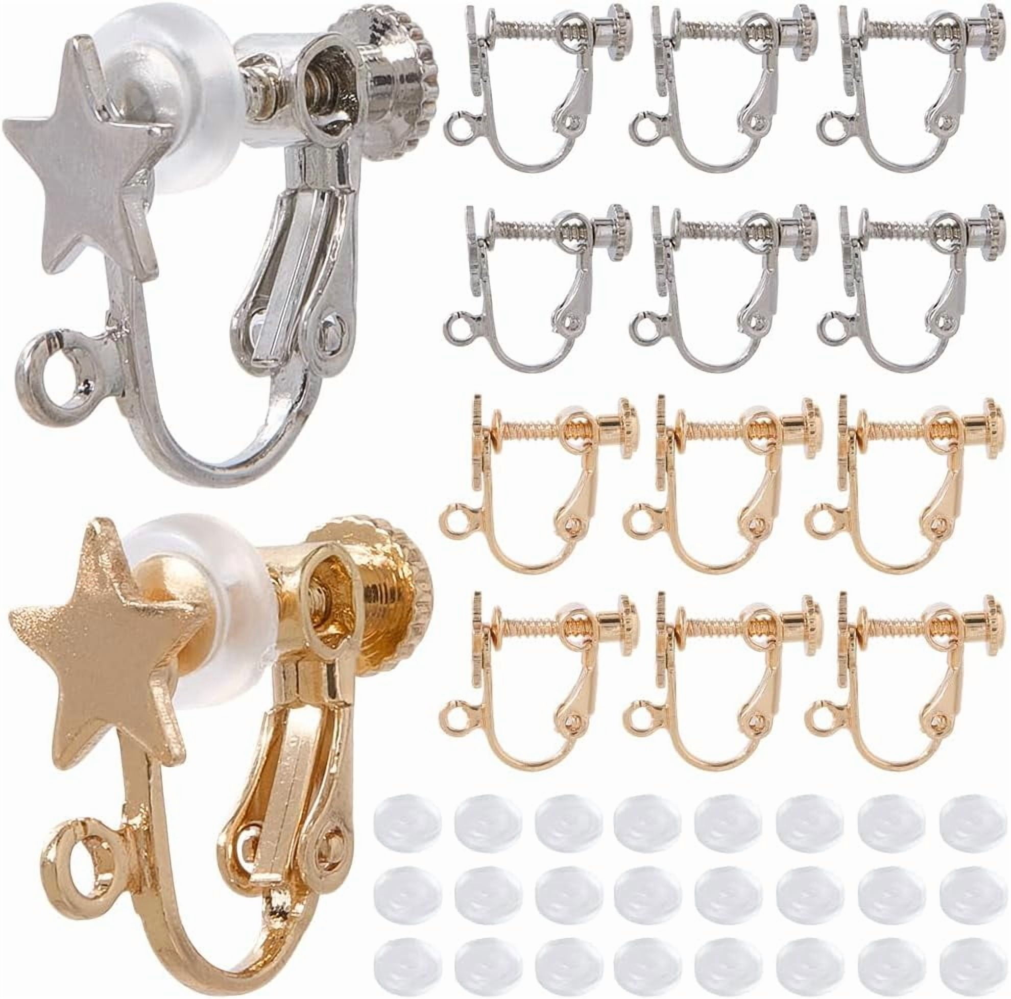 24 Sets 2 Colors Earring Post Clips Brass Clip on Earrings Small French ...