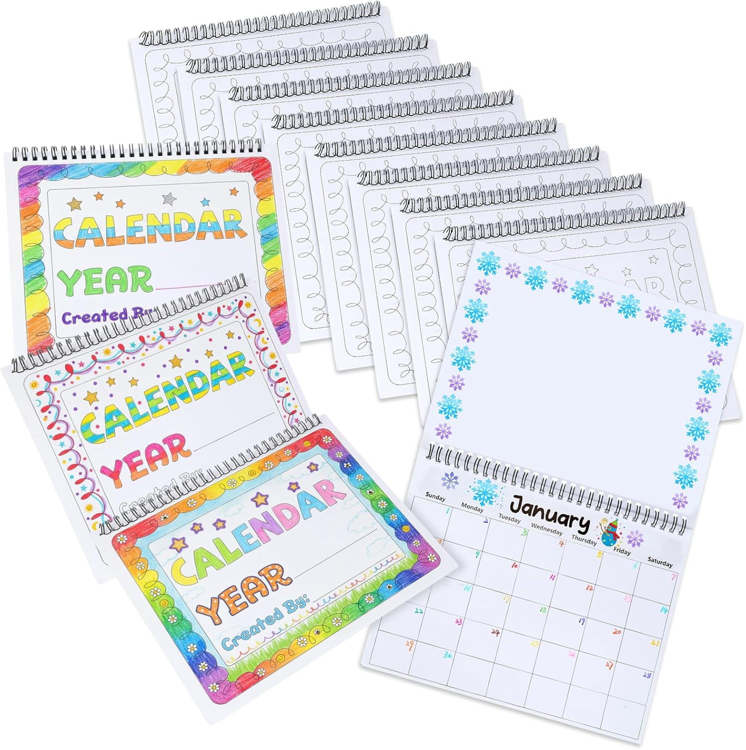 24 Sets 2026 Coloring Wall Calendars 10 x 8 Inches Color Your Own Blank ...