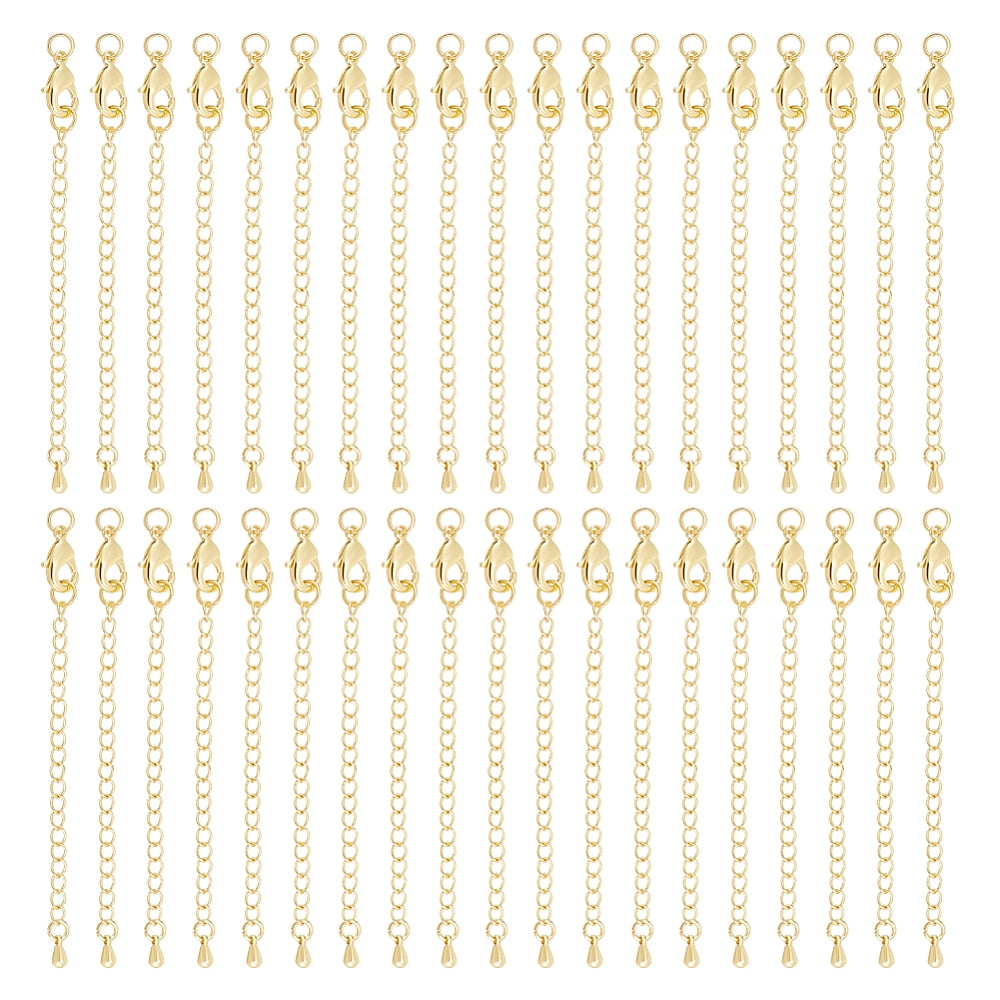 24 Sets 24K Gold Plated Curb Chain Extender End Chains with Lobster ...