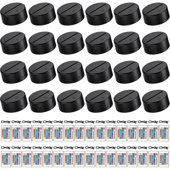 24 Sets 3D Night LED Light Lamp Base 16 Colors LED Light Display Base ...
