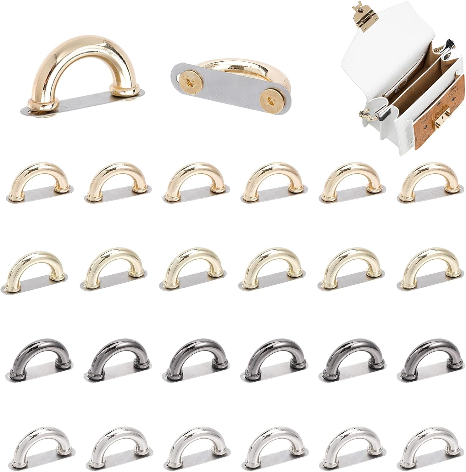 24 Sets 4 Colors Arch Bridge Buckle Metal D-Ring Connector Buckle D ...